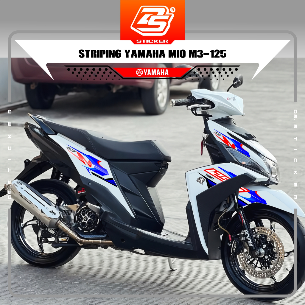 Jual Stiker Striping Mio M3/Z Decal Sticker Motor Yamaha Mio 125 Premium Racing White DS210125 ...