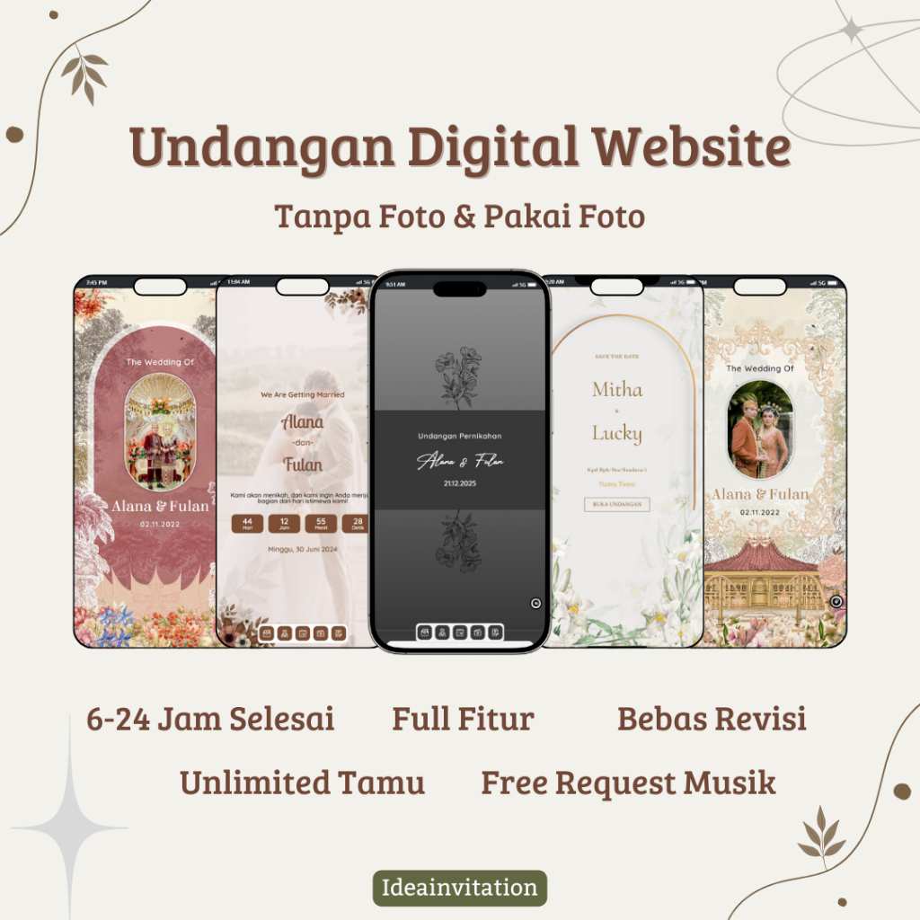 Jual Undangan digital website pernikahan | Tema foto & tanpa foto | Undangan web murah | Shopee ...