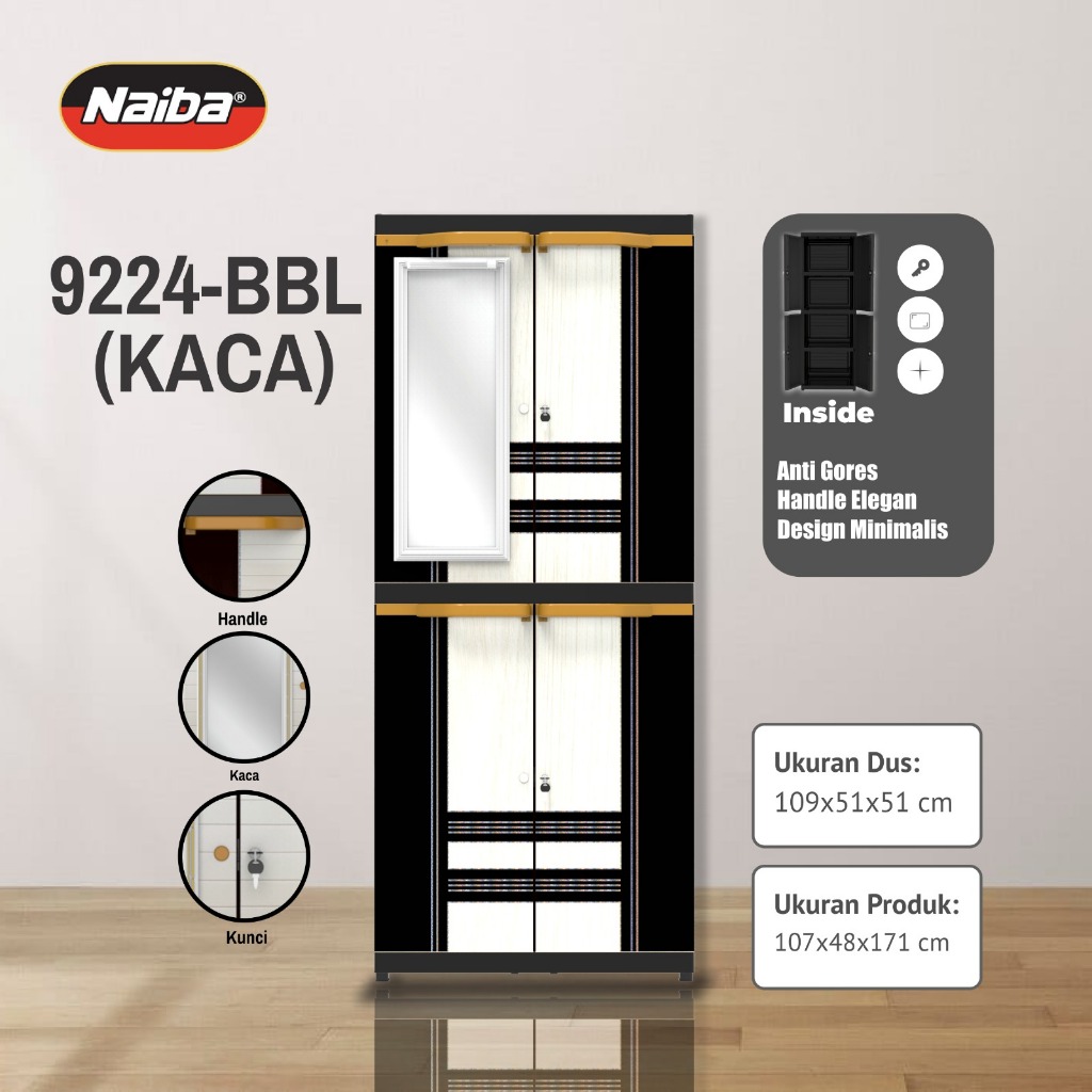 Jual NAIBA - Lemari Pakaian Plastik MSC Mirror 4 Susun (JNE) | Shopee ...