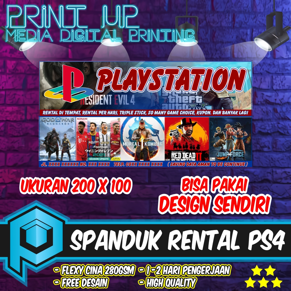 Jual SPANDUK PLAYSTATION UKURAN 200X100 COSTUM NAMA | Shopee Indonesia
