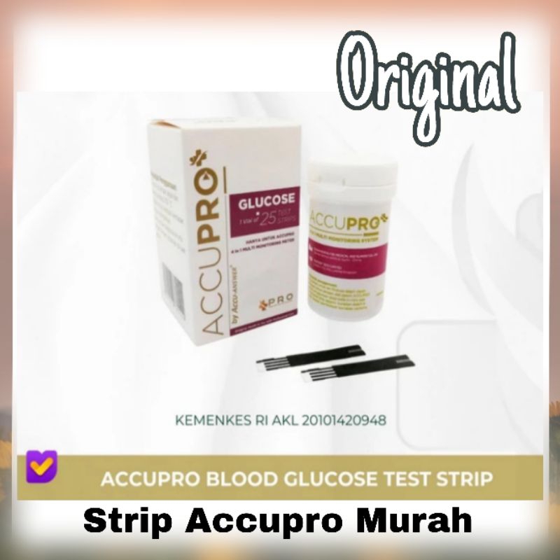 Jual Strip cek gula darah Accupro / stik Glucose accupro / gula accupro ...