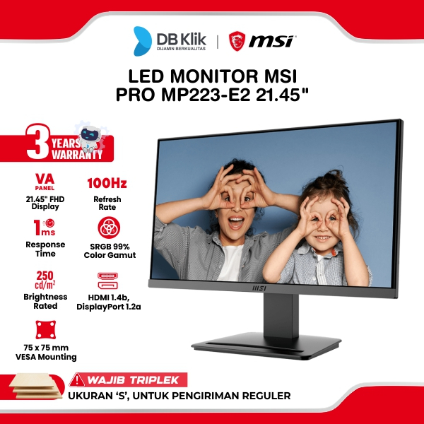 Jual Msi Led Monitor Pro Mp223-E2 21.45" Fhd 100Hz 1Ms Fhd Hdmi Dp - Mp ...