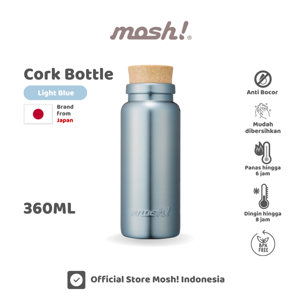 Jual Mosh Cork Bottle Botol Minum Termos Stainless 360ml - Light Blue ...