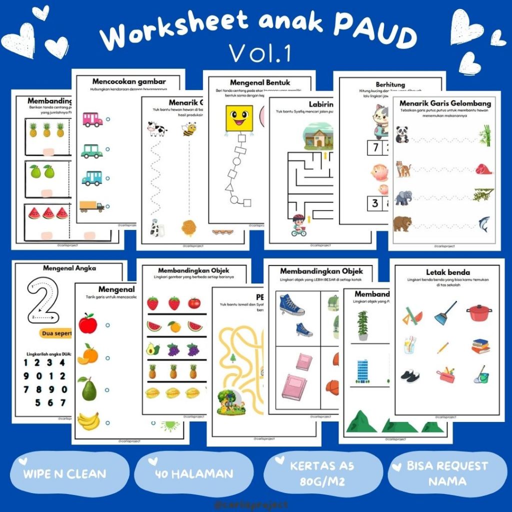 Jual Worksheet Anak 3 tahun Wipe Clean Buku Aktifitas Pertama Anak PAUD ...