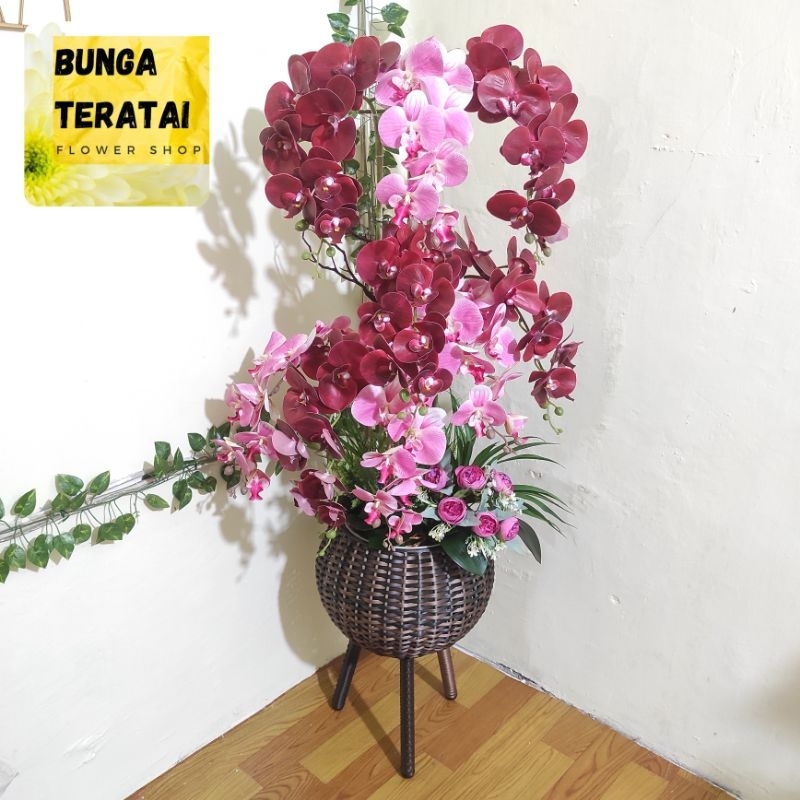 Jual BUNGA ANGGREK LATEX VASE ESTETIK HIASAN SUDUT JUMBO ARTIFICIAL ...