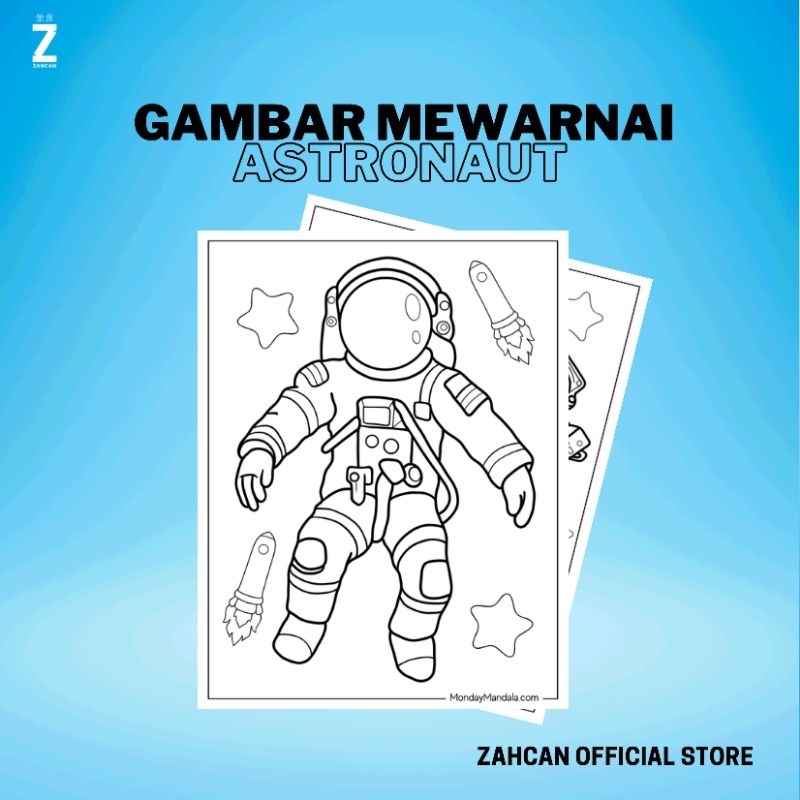Jual Kertas Gambar Mewarnai A4 [ Astronot ] | Shopee Indonesia