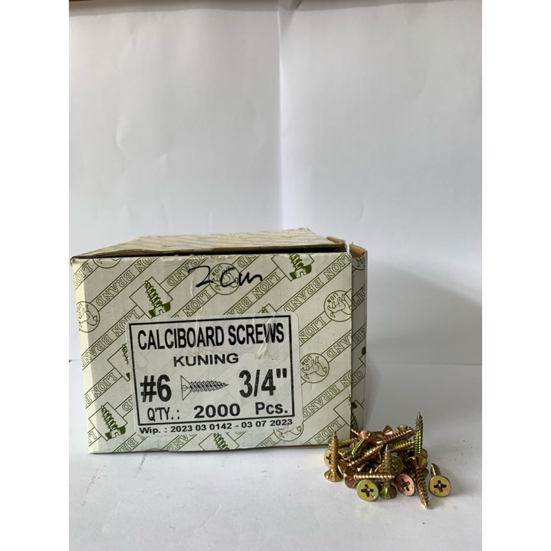 Jual 1 BOX Sekrup Kuning GRC Kalsi / Calsiboard LION ukuran 2cm 2,5cm ...