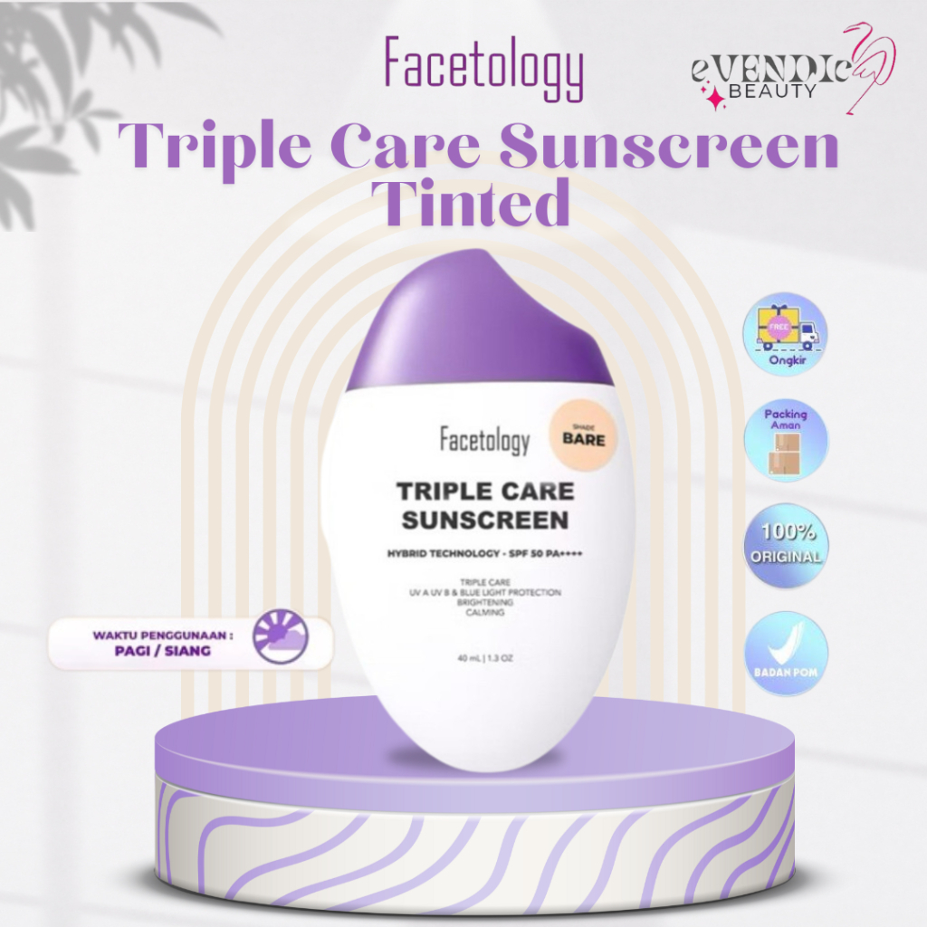 Jual READY FACETOLOGY Triple Care Sunscreen Tinted SPF 50 PA++++ 40ml ...