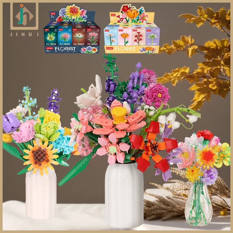 Jual JIHUI Bouquet Bunga/Bricks Bunga/Flower Block Toys/Flower Bricks ...