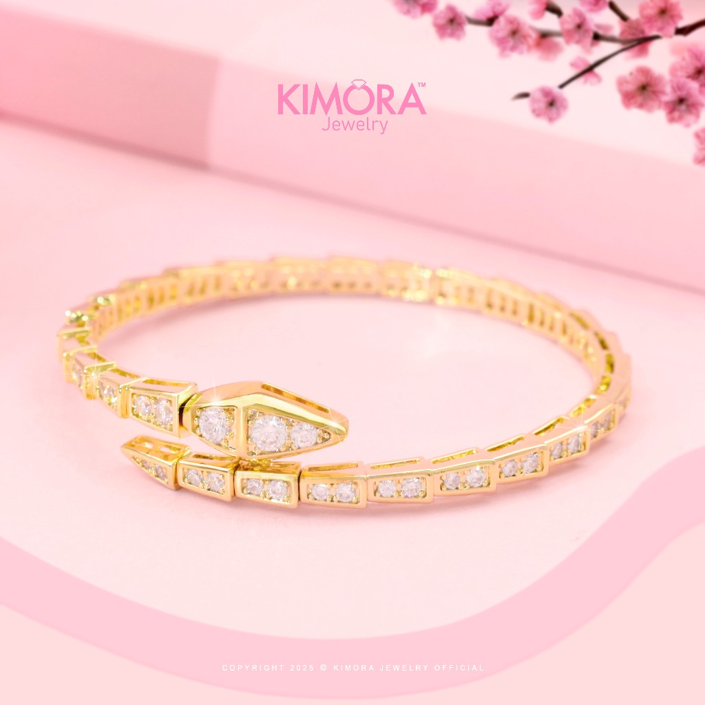 Jual Kimora - Gelang Bangle Rhodium Wanita Snake Prita Gold Plated 18k ...