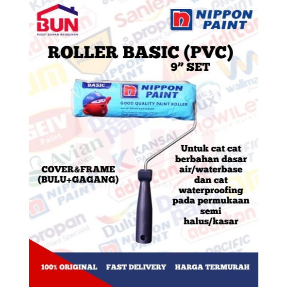 Jual Rol Cat Nippon 9" Roller Basic roll cat nippon paint 9" roll besar ...