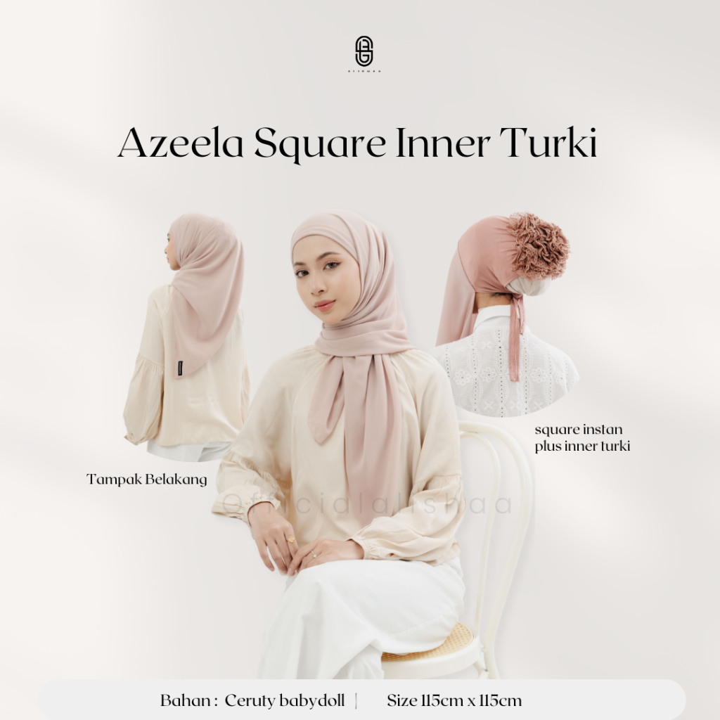 Jual Officialalishaa - Azeela Square Inner Turki | Hijab Instant Cepol | Square Ceruty Babydoll ...