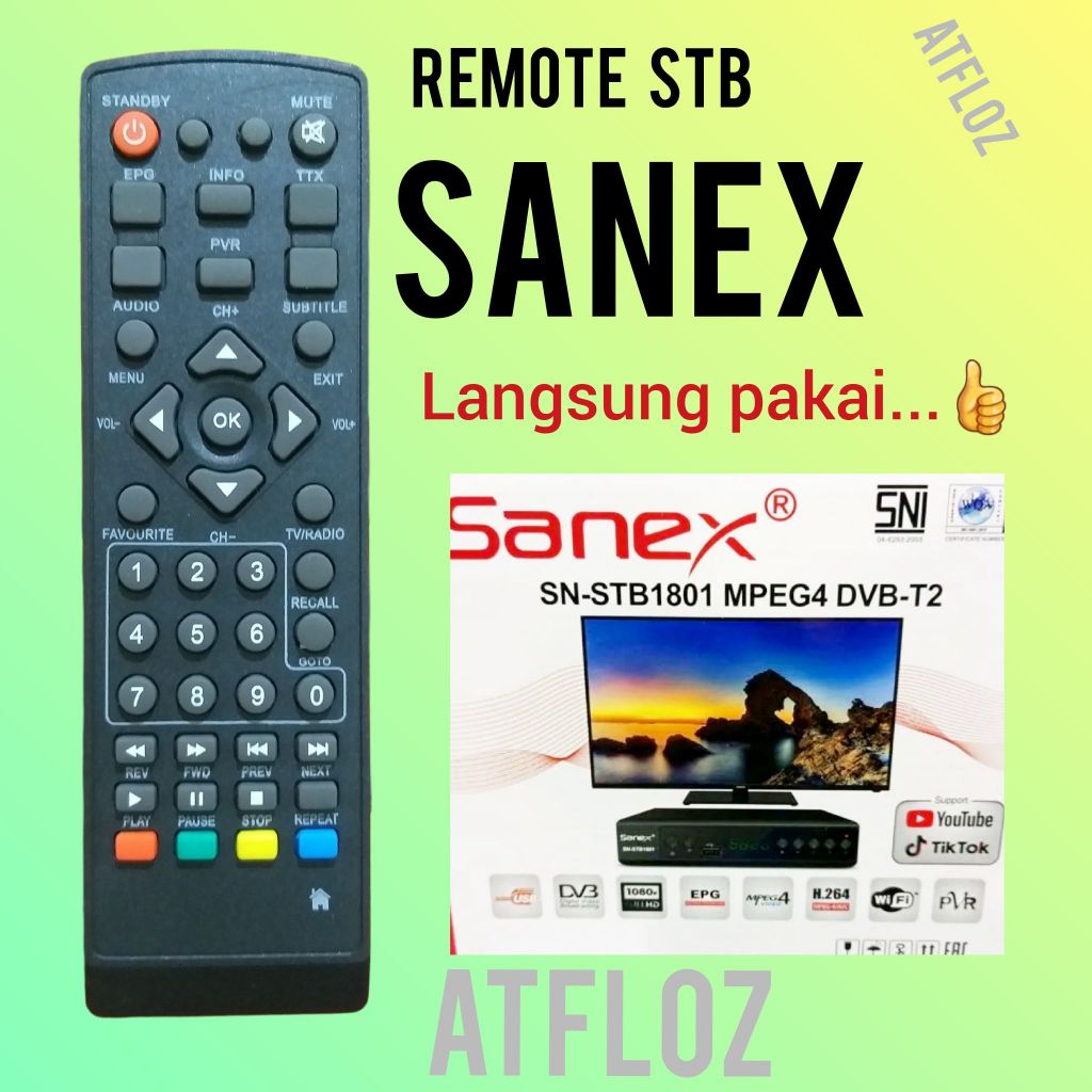 Jual remote stb sanex dvbt2 set top box remot langsung pakai | Shopee ...