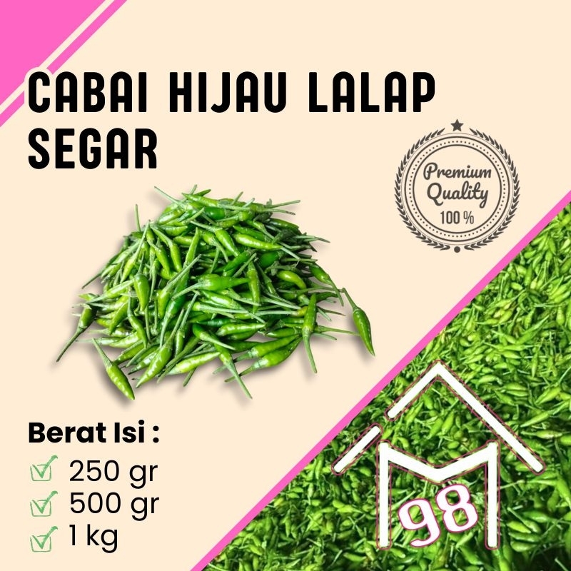 Jual Cabe Rawit Hijau Lalap Gunung Segar 1 KG (Jaminan Uang Kembali ...