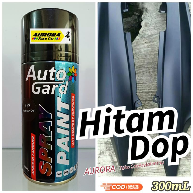 Jual Cat Hitam Dop Autogard Flat Black Doff Dof Dov 300mL | Shopee ...