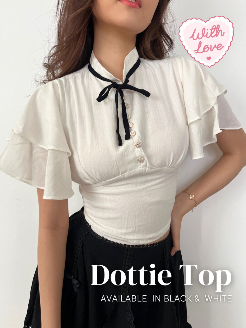 Jual With Love The Brand x Cindy | DOTTIE TOP | Atasan Wanita | Shopee Indonesia