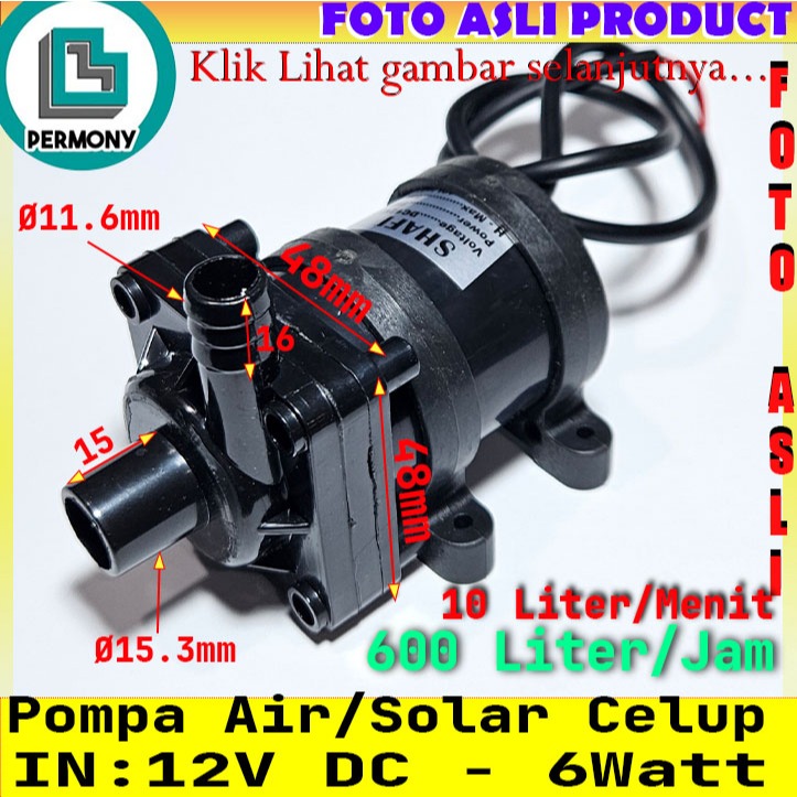 Jual Pump Celup Air Solar Shafi 10l/m 12V DC 6W 10 Liter/Menit 600Liter/Jam 600l/h | Shopee ...