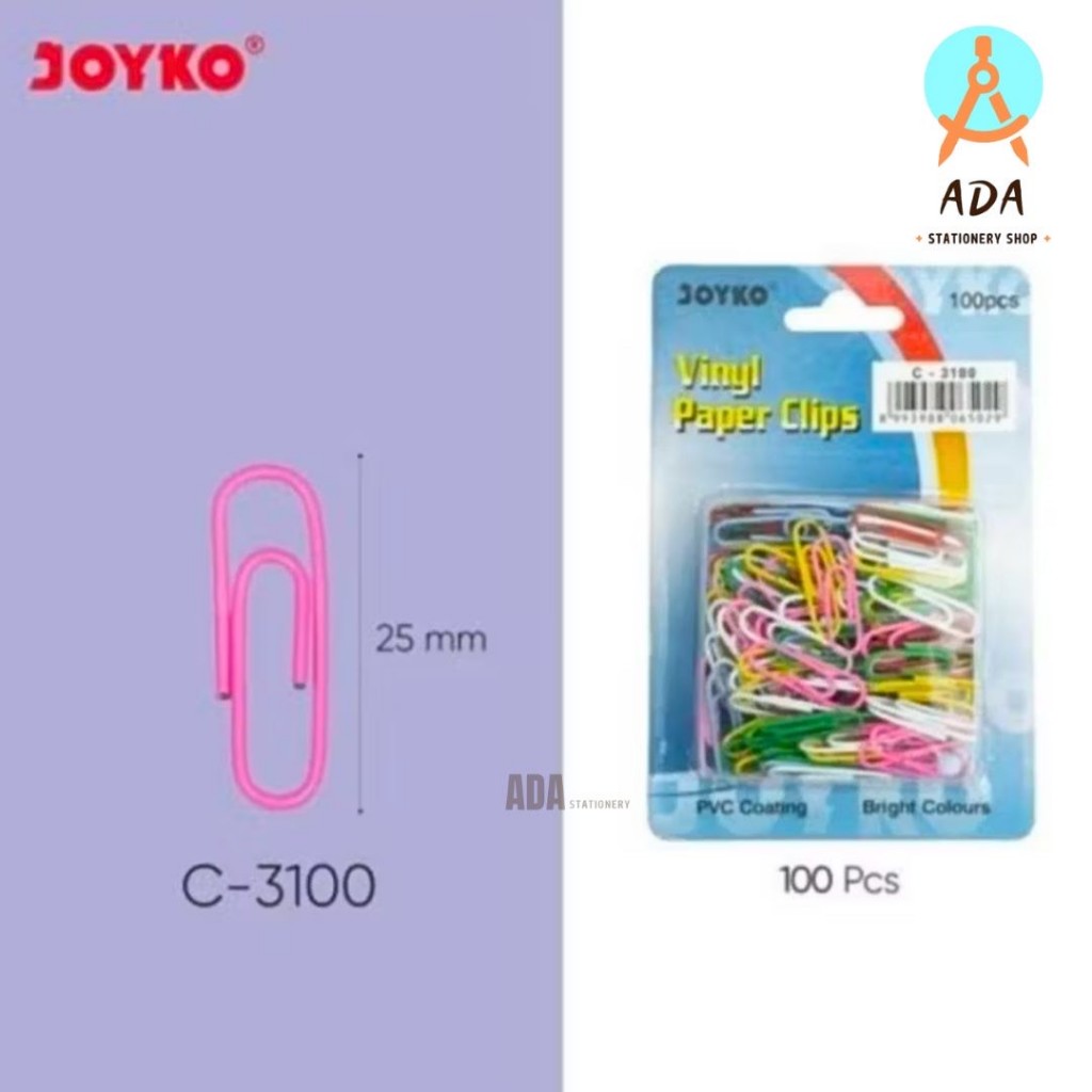 Jual ( 1 PAK ISI 100 KLIP) PAPER CLIP JOYKO C-3100/ PENJEPIT KERTAS ...