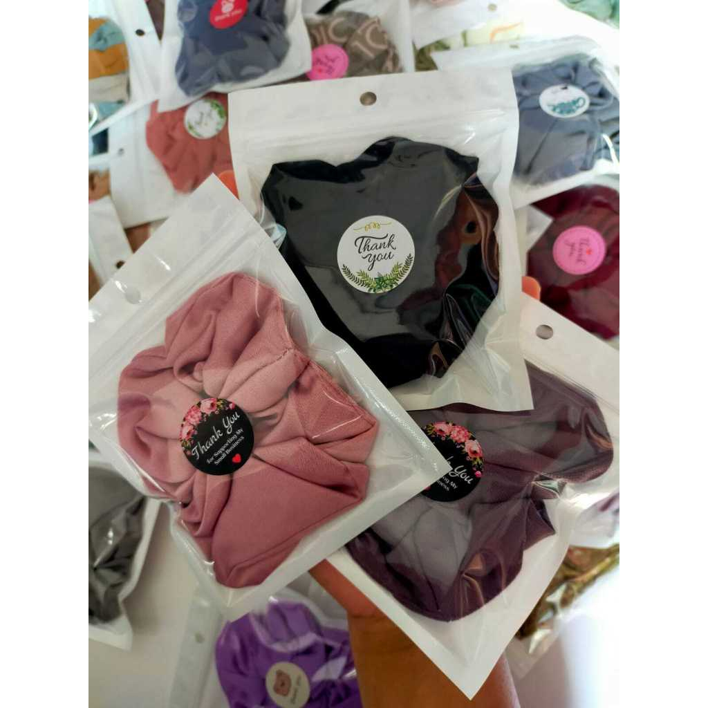 Jual Ikat Karet Rambut Scrunchie Plus Plastik Dan Stiker Thank You ...