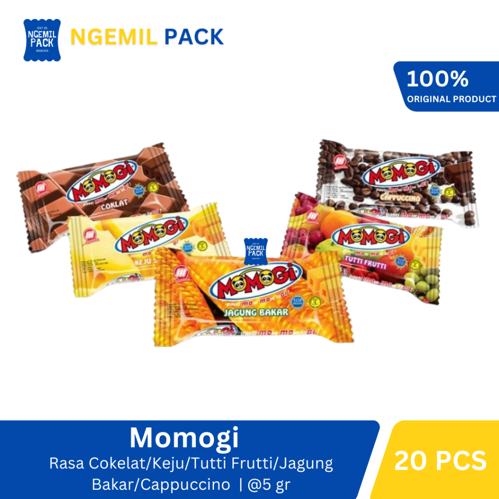 Jual Momogi Cokelat/Tutti Fruitti/Jagung Bakar/Keju/Cappucino Isi 20pcs @5Gr | Shopee Indonesia