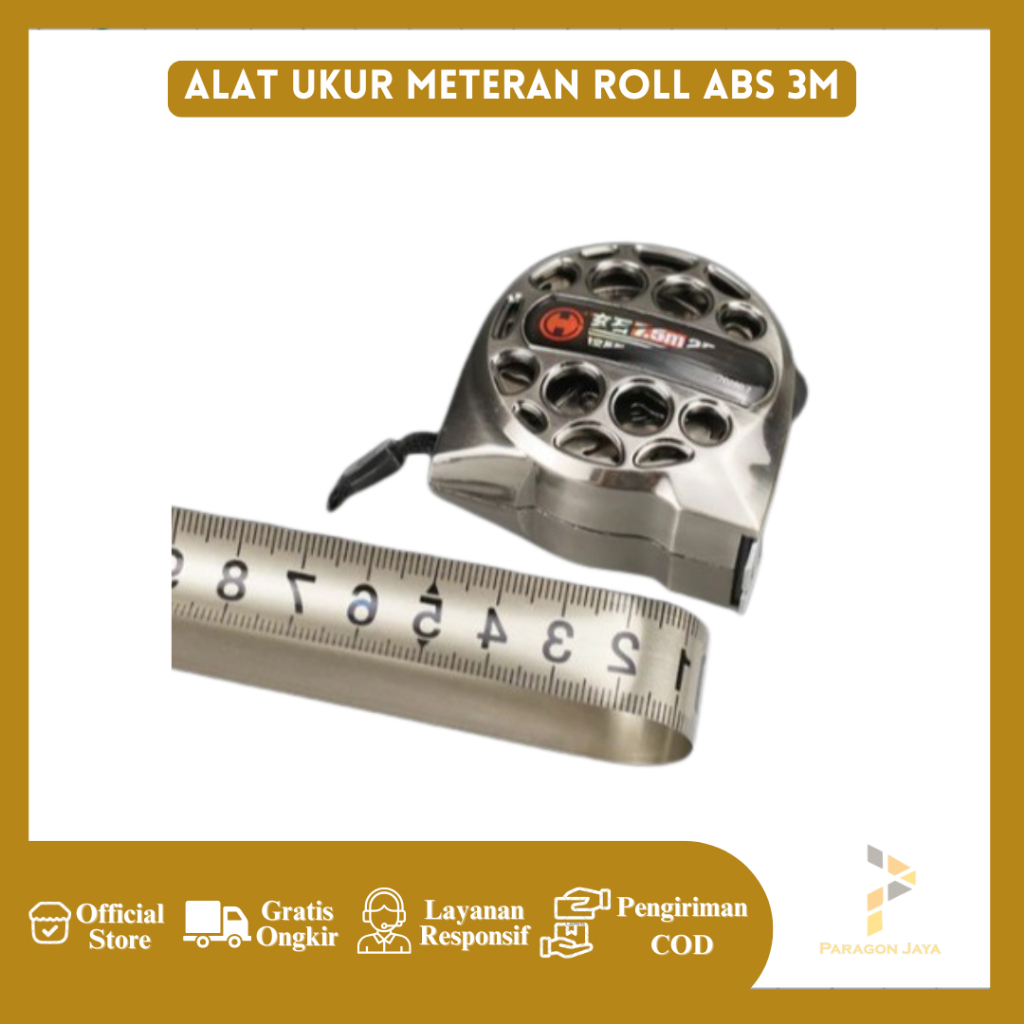 Jual Alat Ukur Meteran Roll ABS Panjang 3M / 3 Meter Stainless Tebal ...