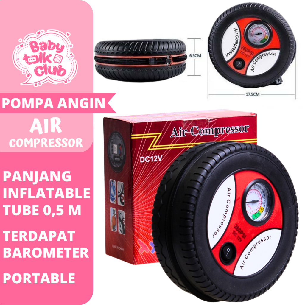 Jual Pompa Ban Mobil Bulat Air Compressor Mini Portable Pump Z\2 ...
