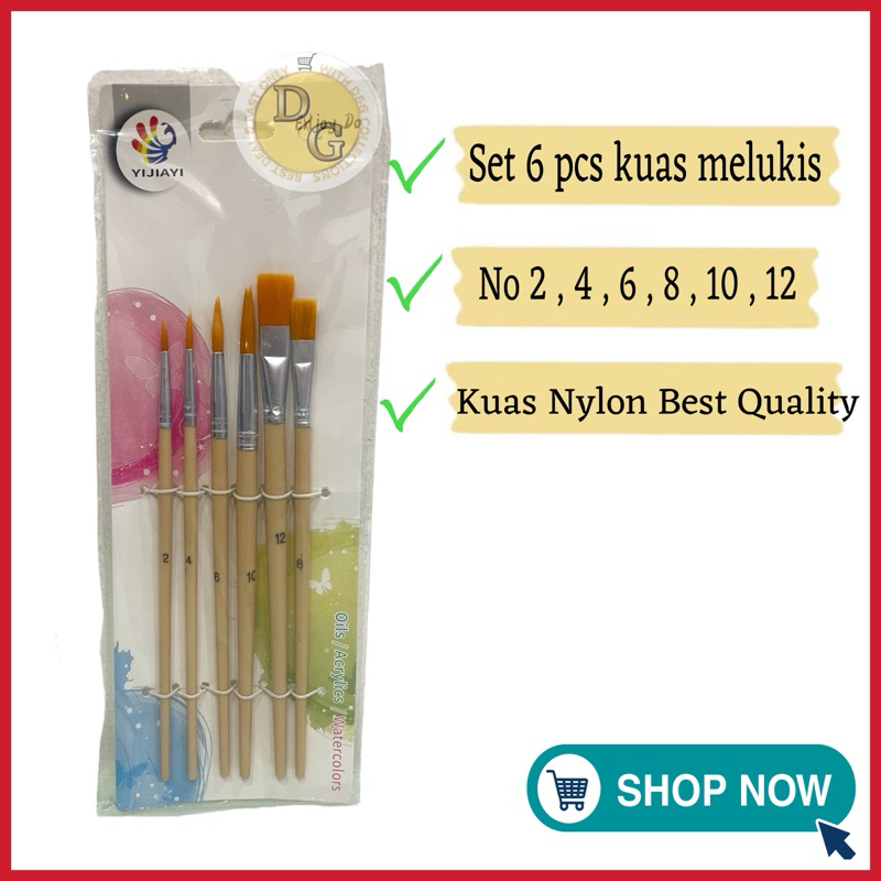 Jual KUAS SET MURAH MELUKIS KOAS MURAH NILON ISI 6 BATANG 10 BATANG ...