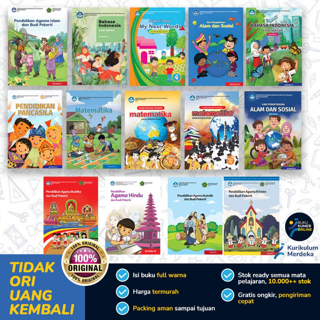Jual Buku Paket Kurikulum Merdeka Kelas 4 SD - Matematika / Pancasila / IPAS / Inggris ...