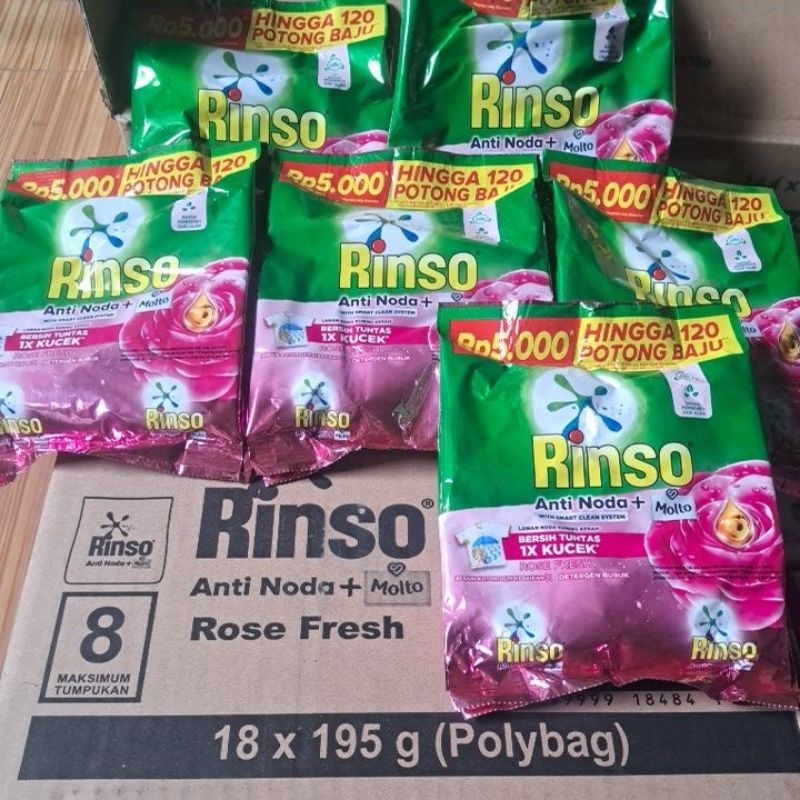 Jual PAKET 6 PCS DETERJEN RINSO 5000an 195gram DETERJEN BUBUK VARIAN ...