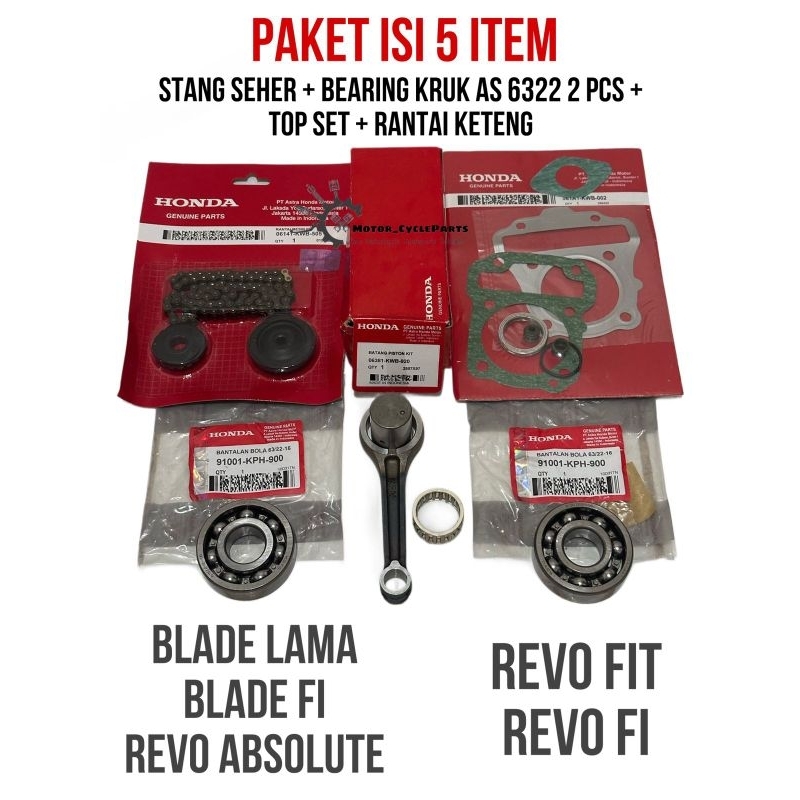 Jual Paket Komplit Stang Seher + Bearing Kruk As 6322 2 Pcs Kiri Kanan + Top Set + Rantai Keteng ...