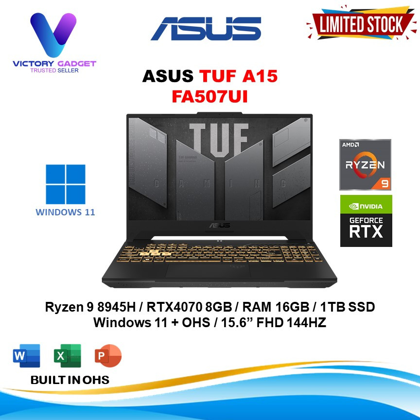 Jual ASUS Tuf A15 FA507UI RTX4070 8GB Ryzen 9 8945H Ram 16GB 1TB SSD ...