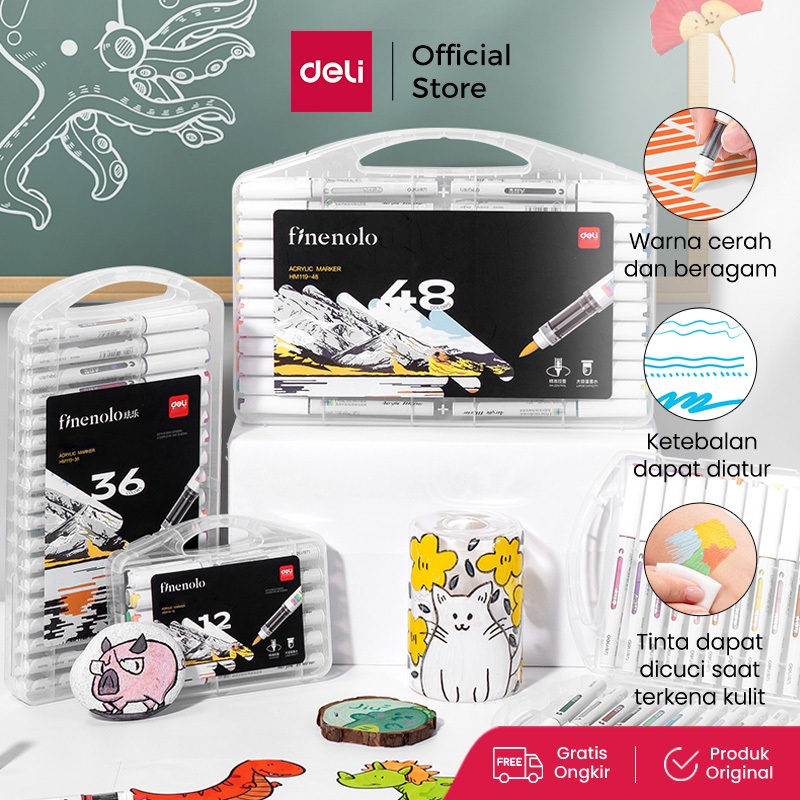 Jual Deli Spidol Akrilik / Acrylic Marker Water Based Mudah Dibersihkan ...