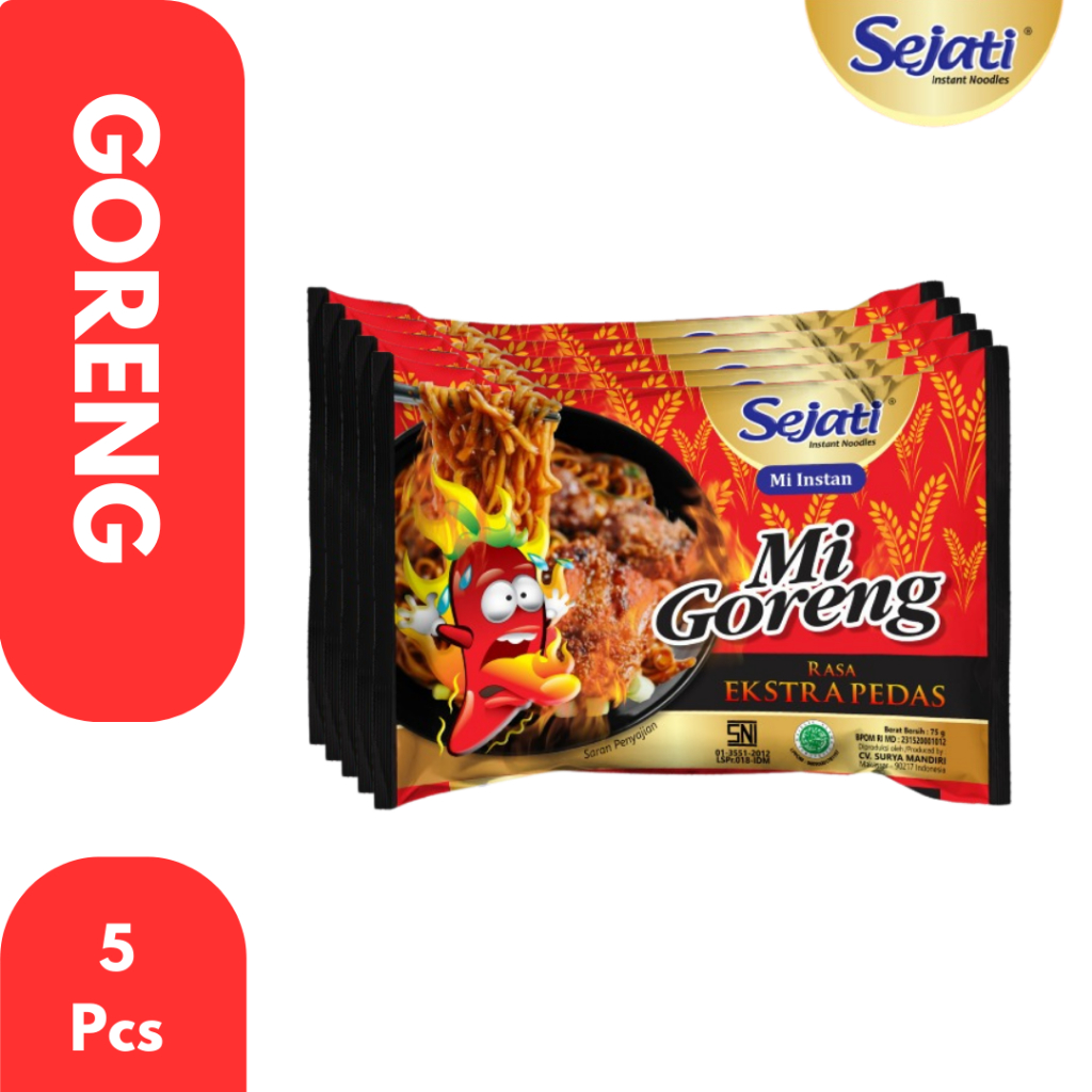 Jual 5 PCS - SEJATI MIE GORENG RASA EKSTRA PEDAS | Shopee Indonesia