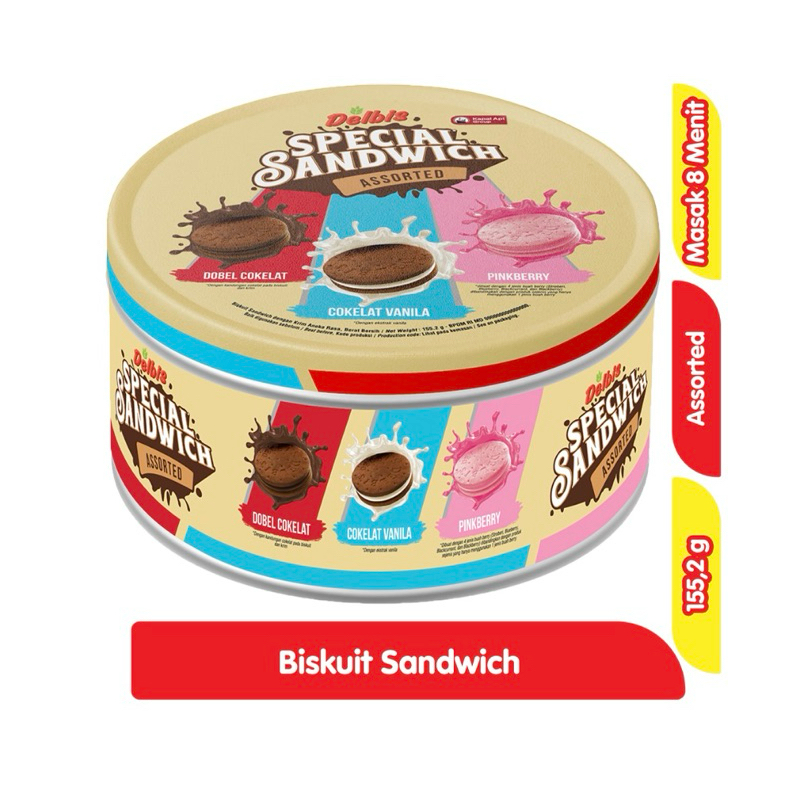 Jual Delbis Biskuit Special Sandwich Assorted Cokelat Vanila Pinkberry ...