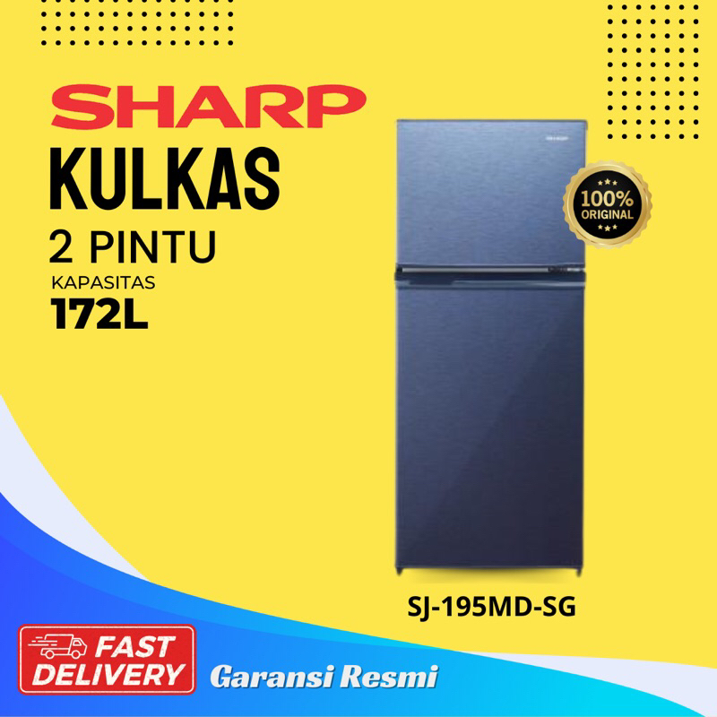 Jual KULKAS SHARP SJ-195MD-SG KULKAS 2 Pintu Kapasitas 172 Liter ...