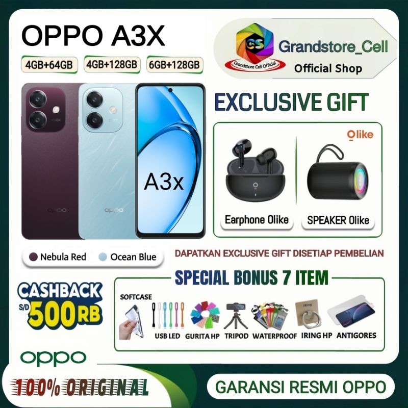 Jual OPPO A3X RAM 4/64GB | OPPO A 3X RAM 4/128GB | OPPO A3 X RAM 6 ...
