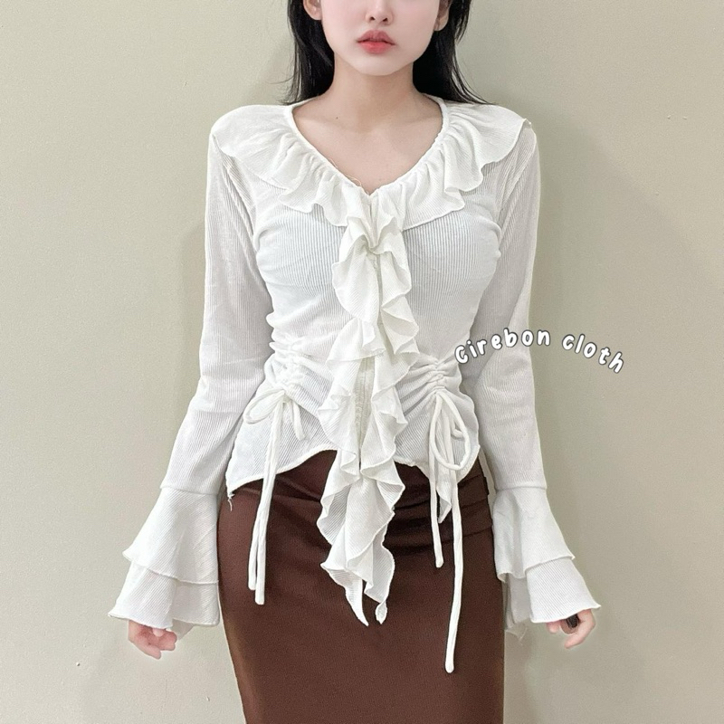Jual KIYANA Cirebon Cloth - Eleanor Ruffle Blouse / Korean Blouse ...