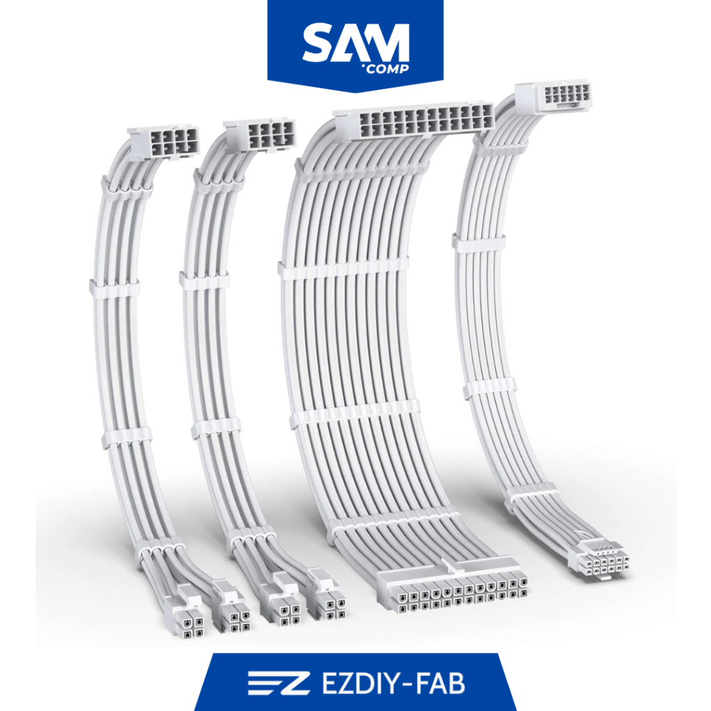 Jual EZDIY-FAB 16AWG PSU 12VHPWR M Cable Extension 4 Cables - All White ...