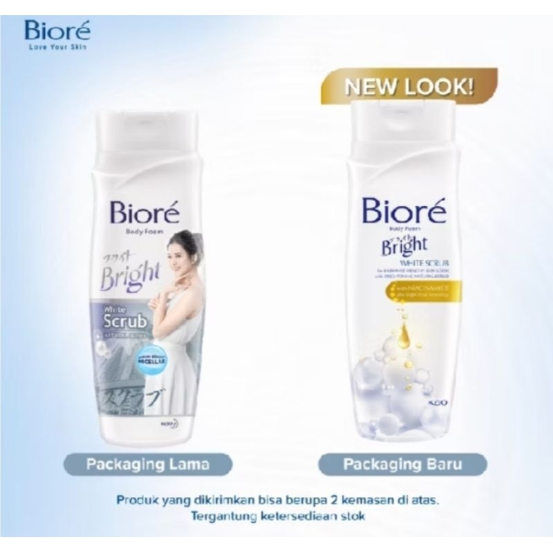 Jual Biore Body Foam Bright White Scrub 100ml – Sabun Mandi Cair Pencerah Kulit dengan Butiran ...