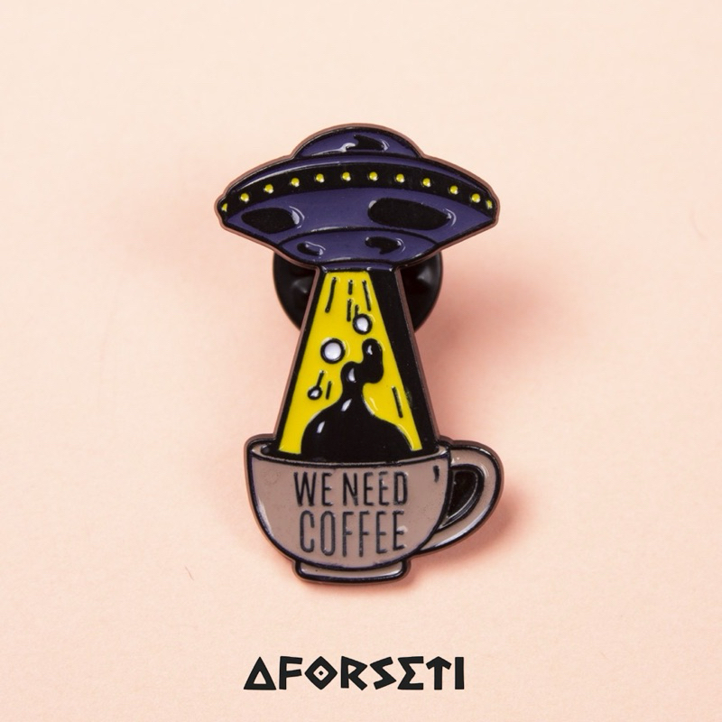 Jual PIN ENAMEL “COFFEE UFO” BROS PIN / BROOCH / PIN COUPLE / PIN ...