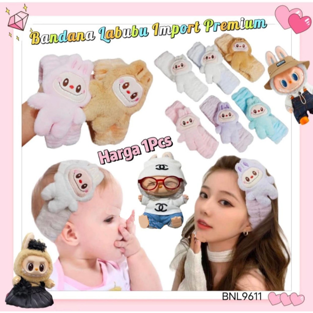 Jual BANDANA BULU BONEKA KARAKTER LABUBU / HEADBAND LABUBU FACIAL KOREA ...