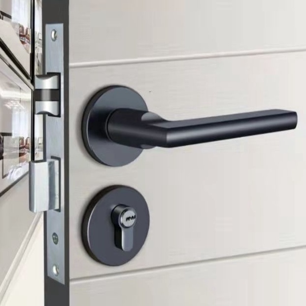 Jual Super Laris Gagang Pintu Gaya Eropa Hitam Full Set Kunci Pintu ...