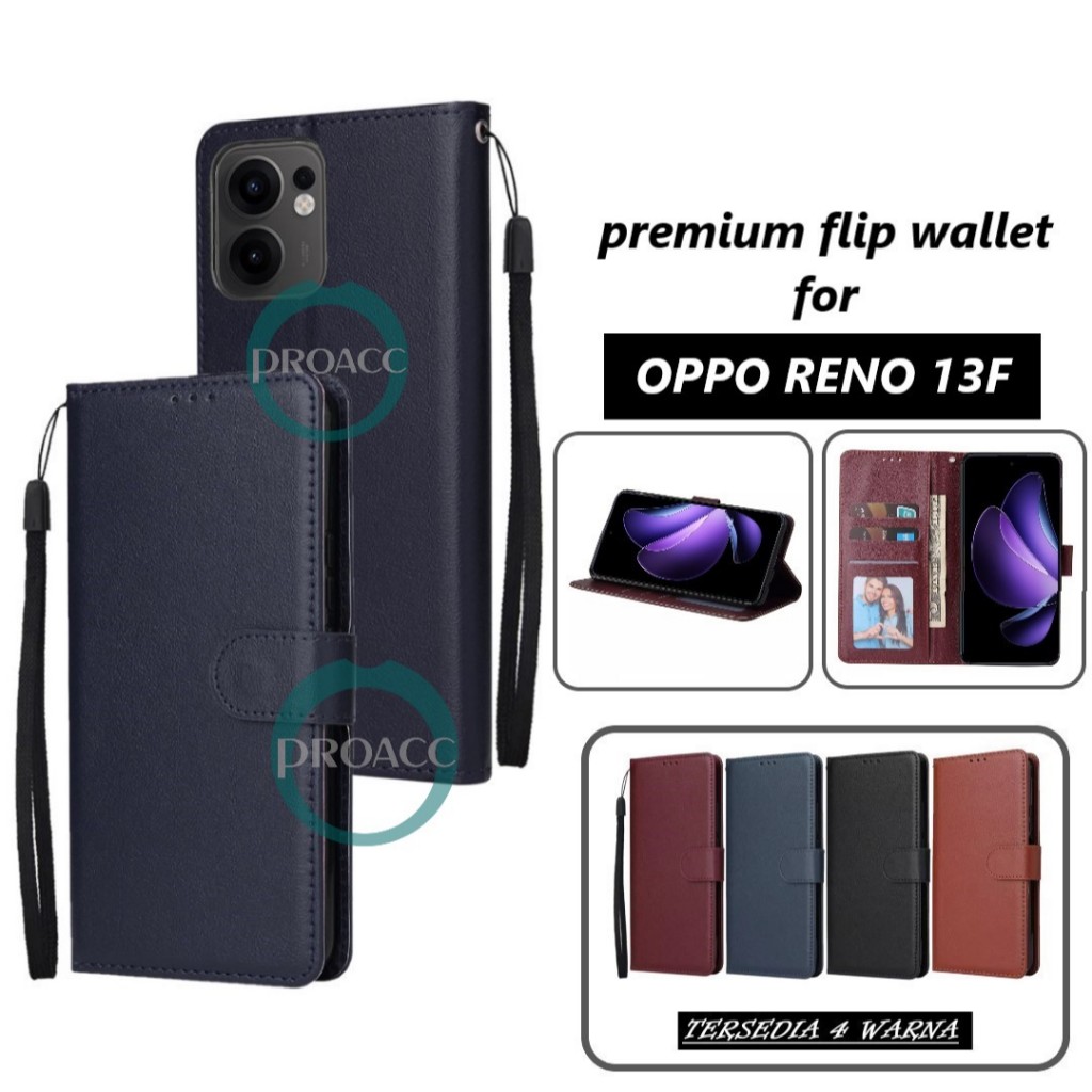 Jual case hp for OPPO RENO 13F flip wallet leather case Premium flip ...