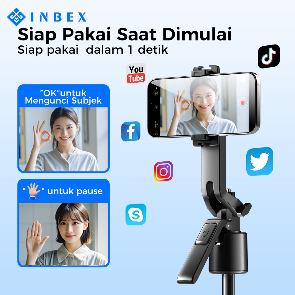 Jual INBEX Tongsis Gimbal AI QT180 Gimbal Stabilizer Handphone Auto ...