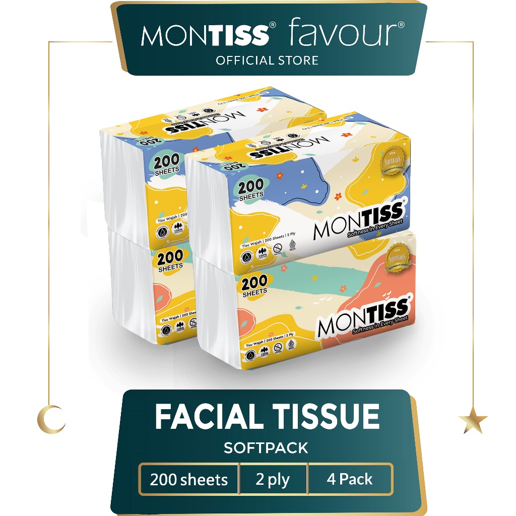 Jual Montiss Facial Tissue 200 Sheets 4 in 1 SB | Shopee Indonesia