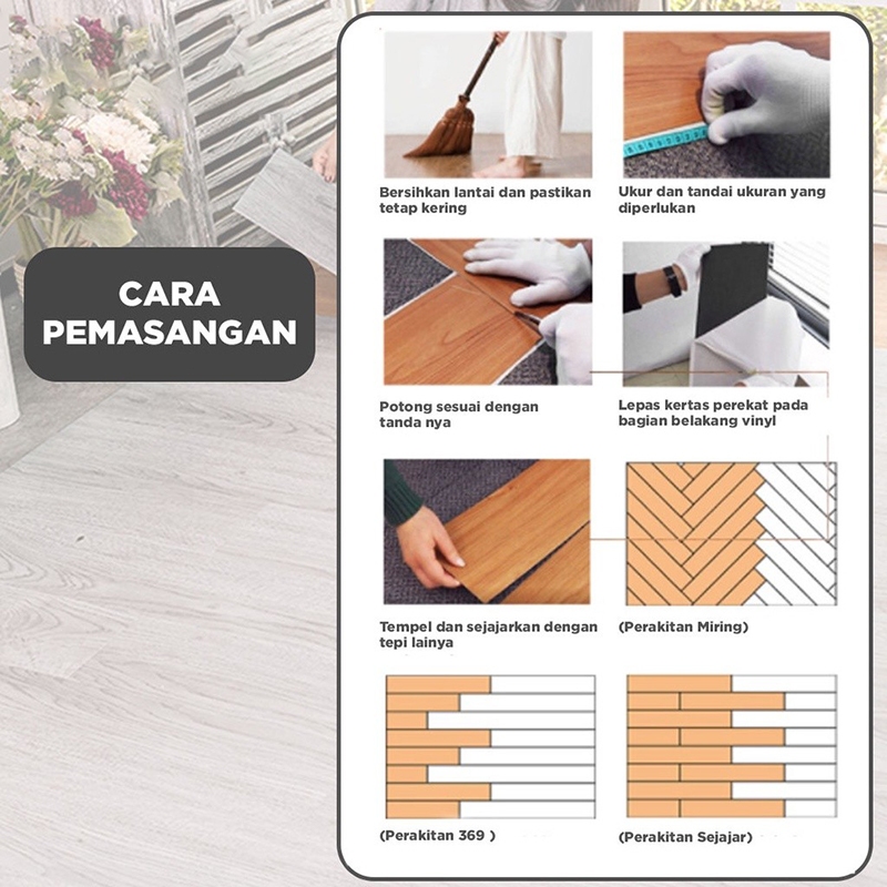 Jual New Reaim 36 Pcs Floor Vinyl Lantai Stiker Kayu Parquet Dengan Lem ...