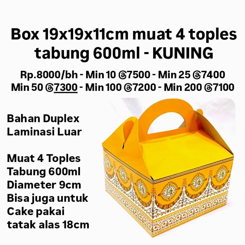 Jual Box 19x19x11cm Muat 4 Toples Tabung 600ml | Shopee Indonesia