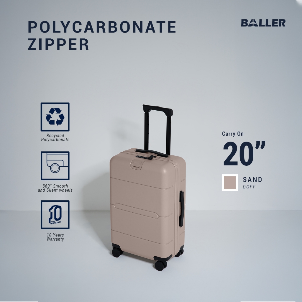 Jual BALLER Koper Zipper Polycarbonate Carry On 20 inch Matte Sand ...