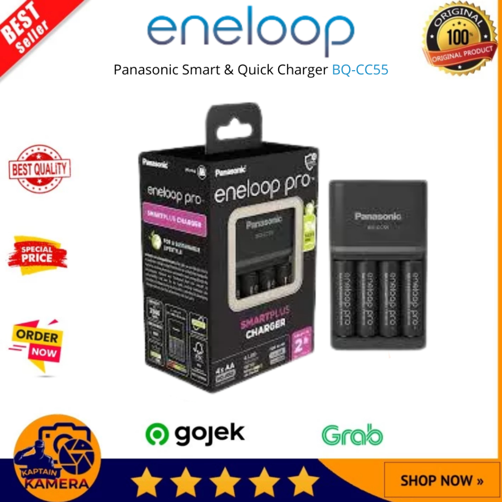 Jual Panasonic Smart & Quick Charger Eneloop Pro 2 hours 4 Battery ...