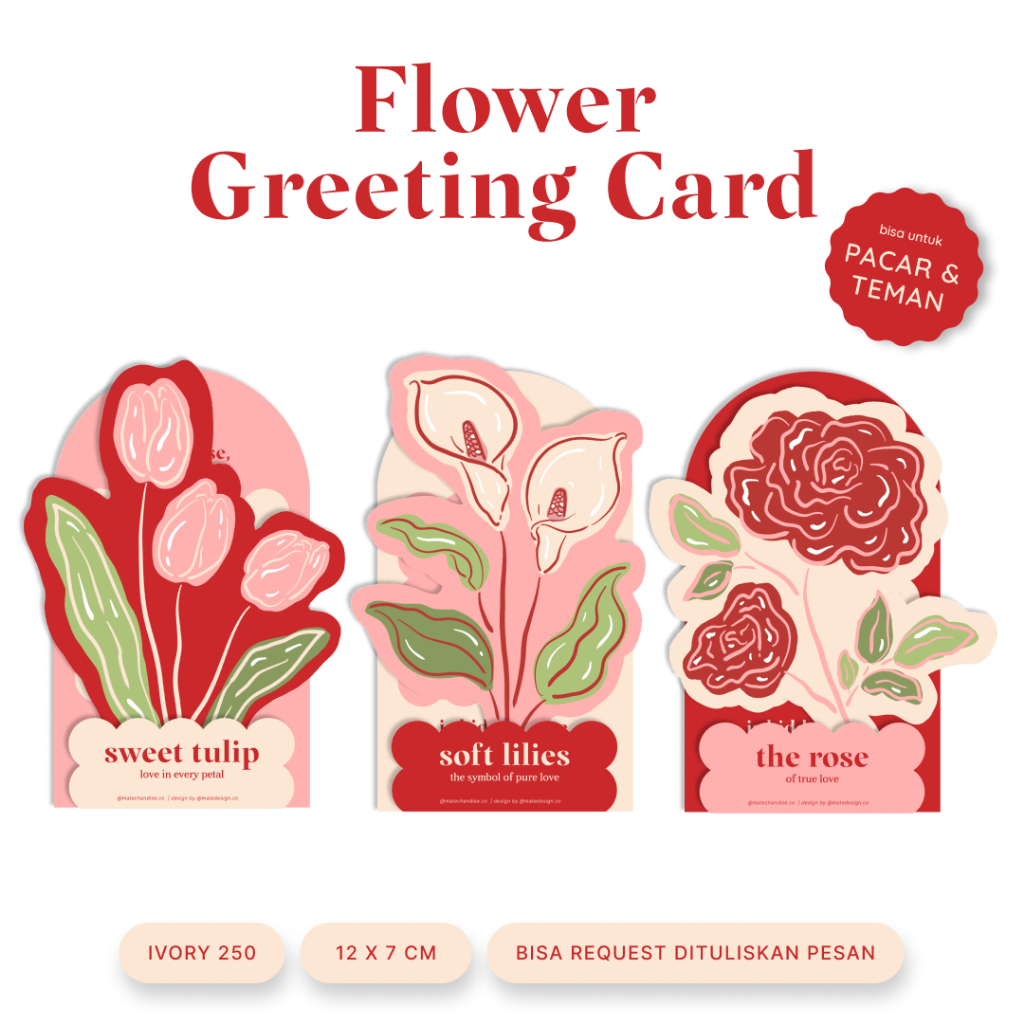 Jual Flower Greeting Card | Kartu ucapan Valentine bentuk bunga | Uk ...